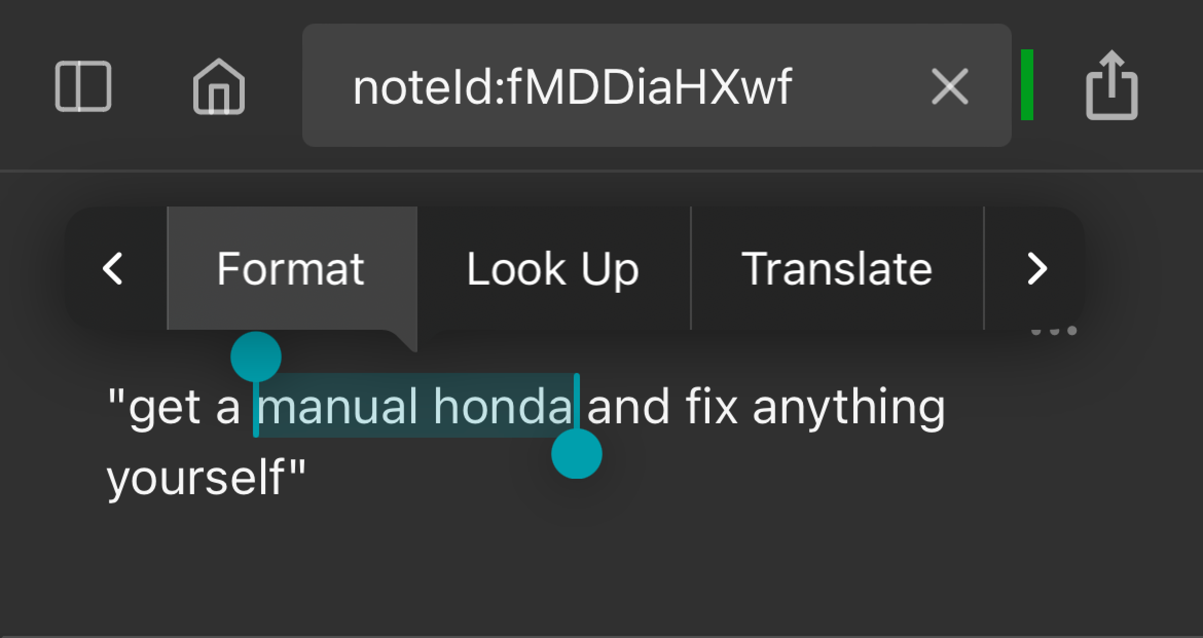 see the example below for a demonstration on how to format text on ios