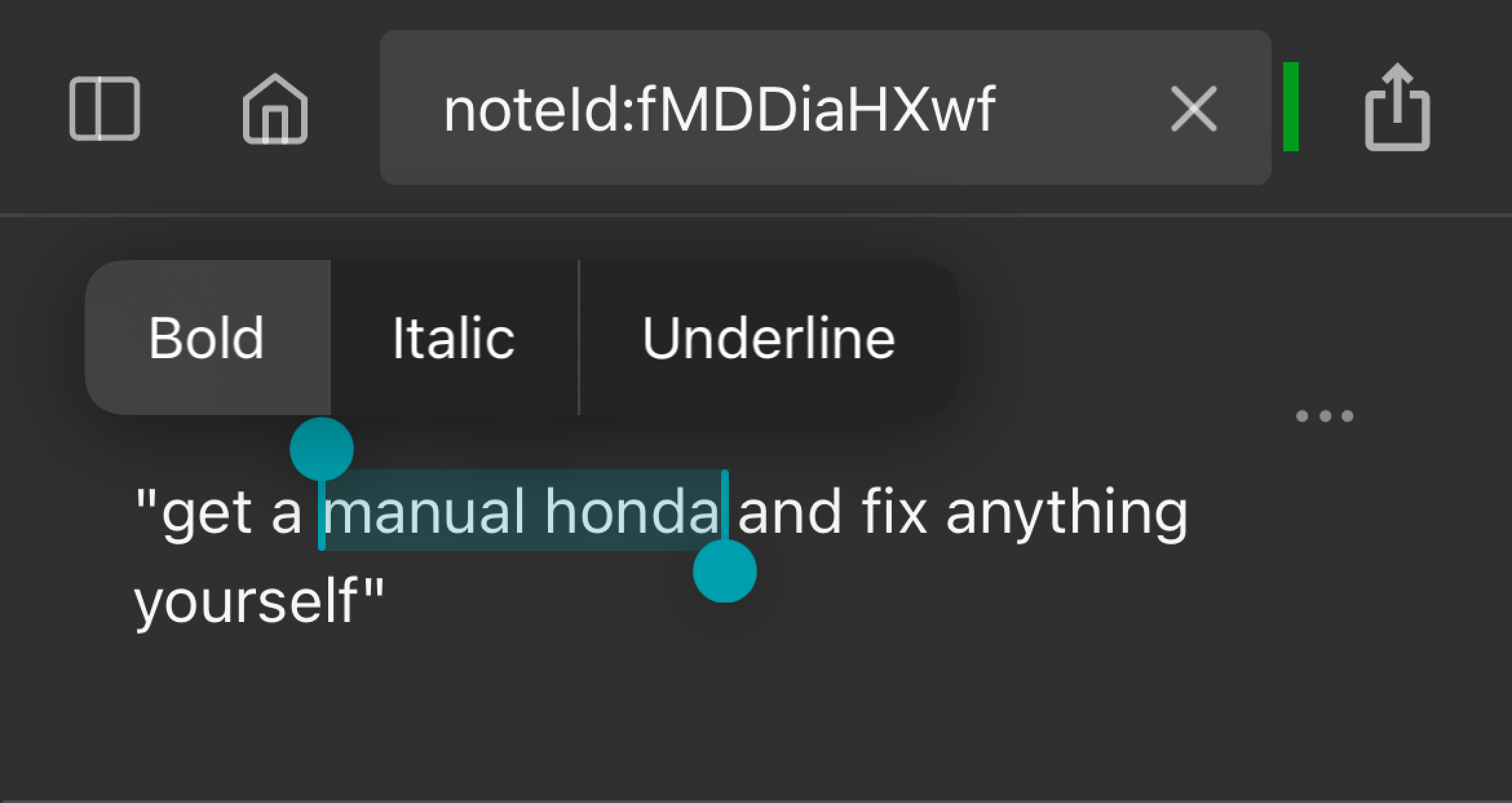 see the example below for a demonstration on how to format text on ios
