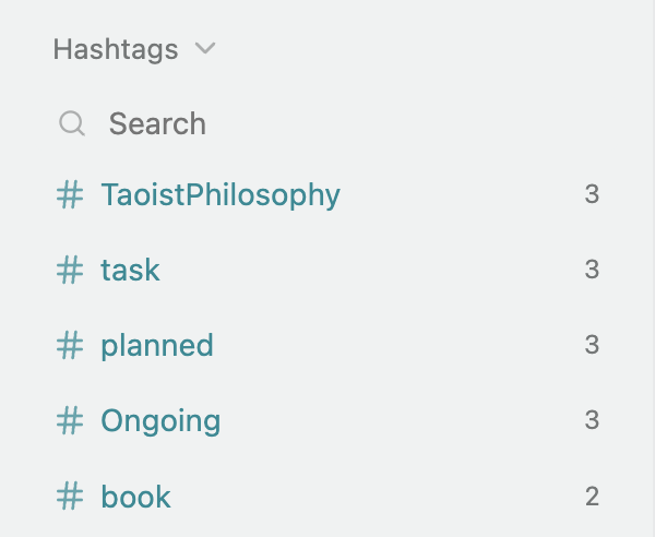 Your Hashtags section in the sidebar will look like this.